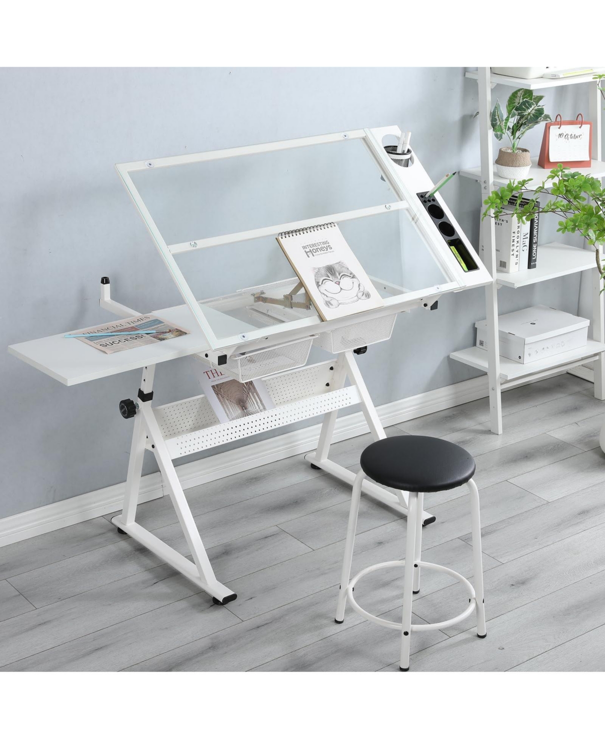 Click here for homfan Height Adjustable Drafting Table with Stool... prices