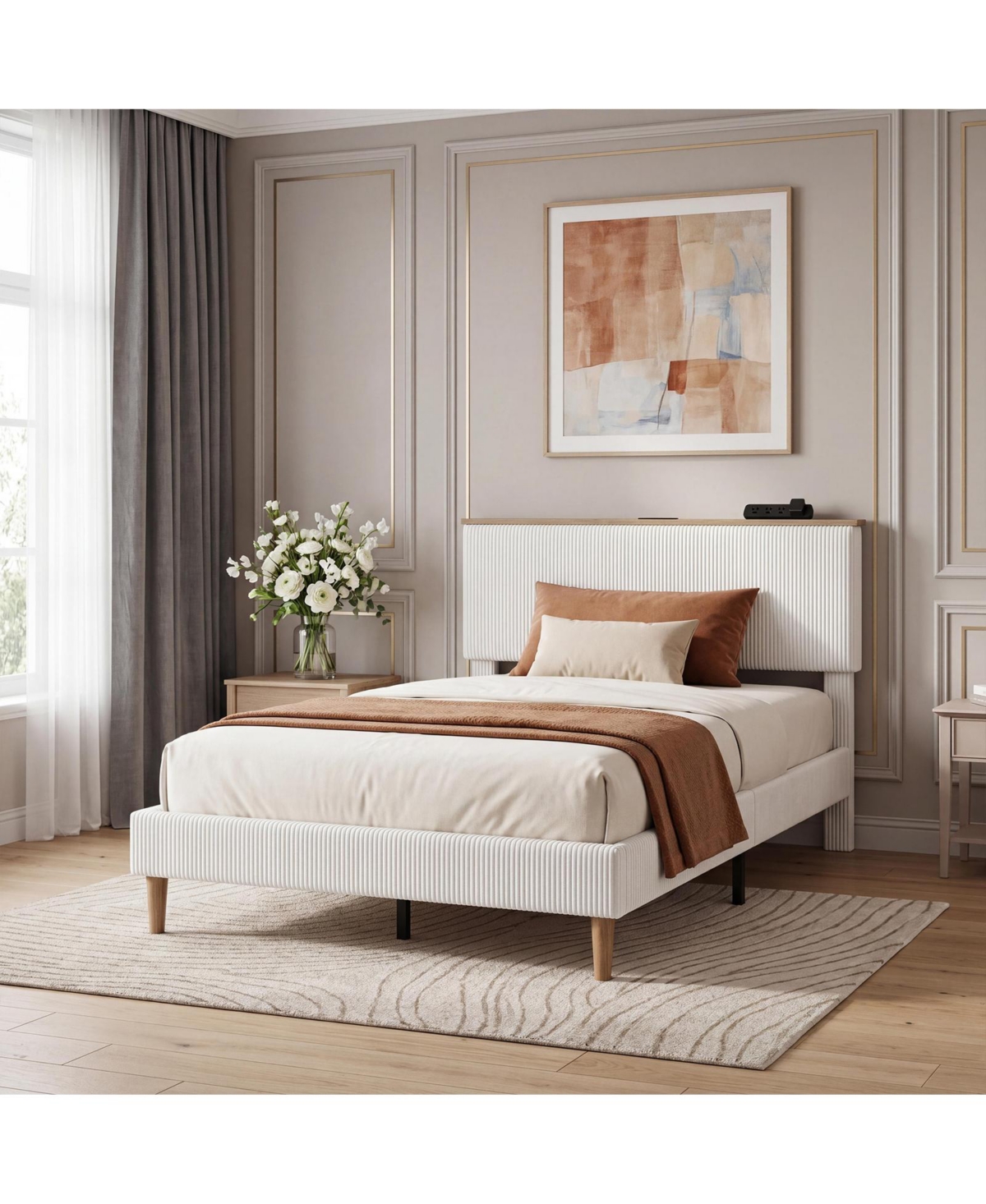 Click here for homfan Bed Frame Headboard  Upholstered Platform B... prices