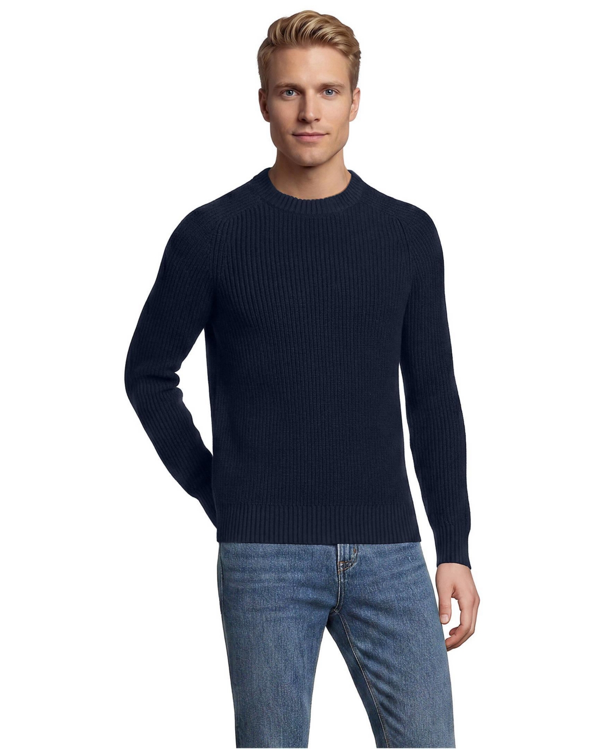 Click here for Lands End Mens Cotton Drifter Saddle Crewneck Shak... prices