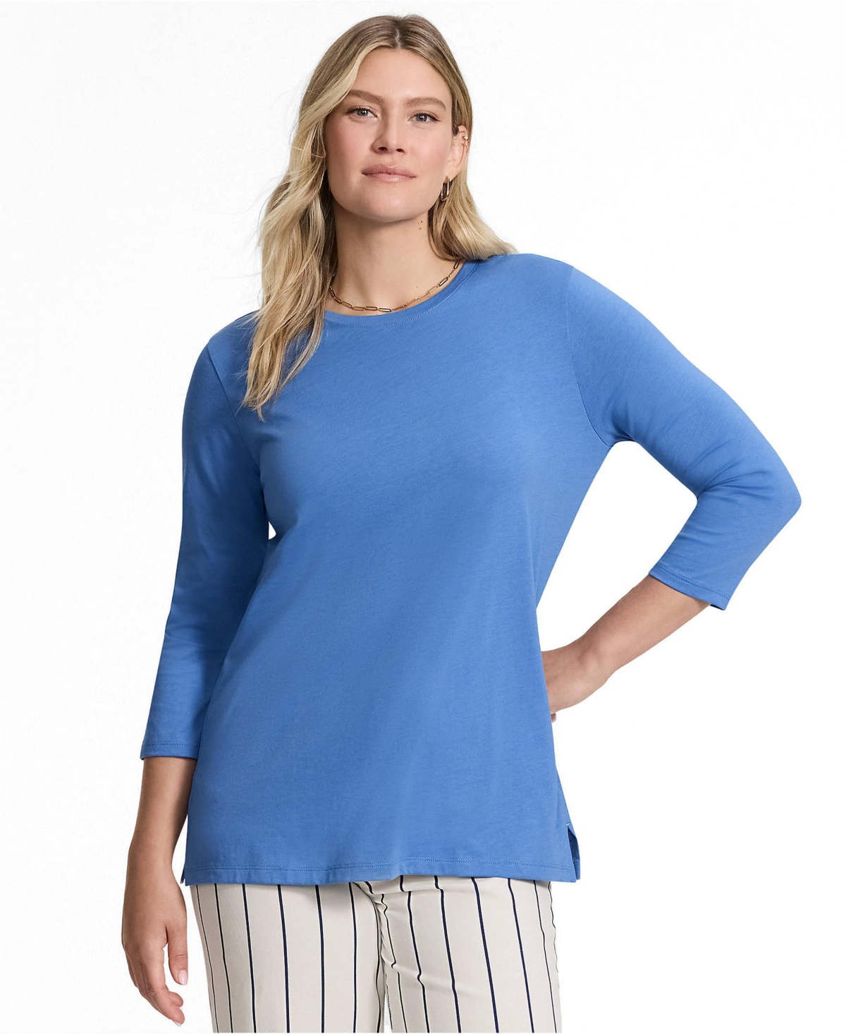Click here for Lands End Womens Petite 3/4 Sleeve Cotton Supima T... prices