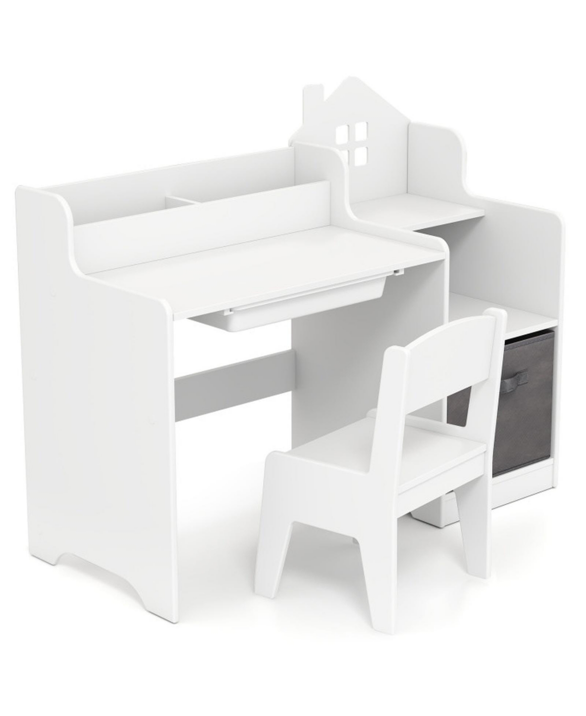 Click here for Sugift Kids House-Shaped Study Desk and Chair Set... prices