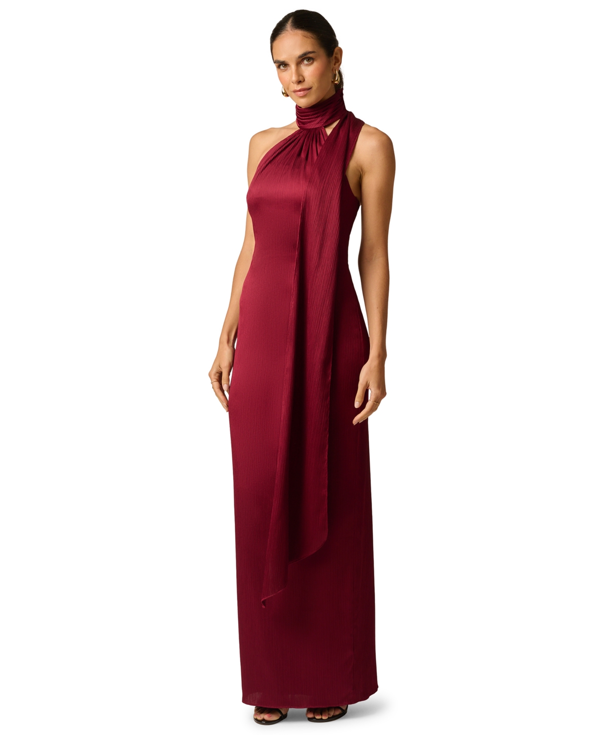 Click here for Adrianna Womens Halter Crinkle-Satin Long Dress -... prices