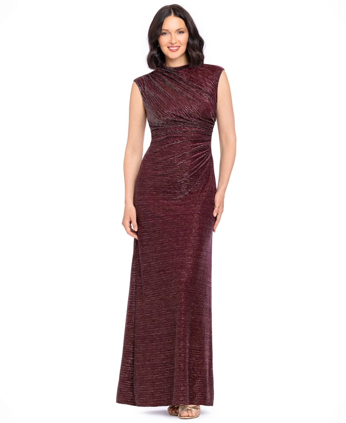 Click here for Betsy & Adam Womens Cory Metallic Ruched Mock Neck... prices