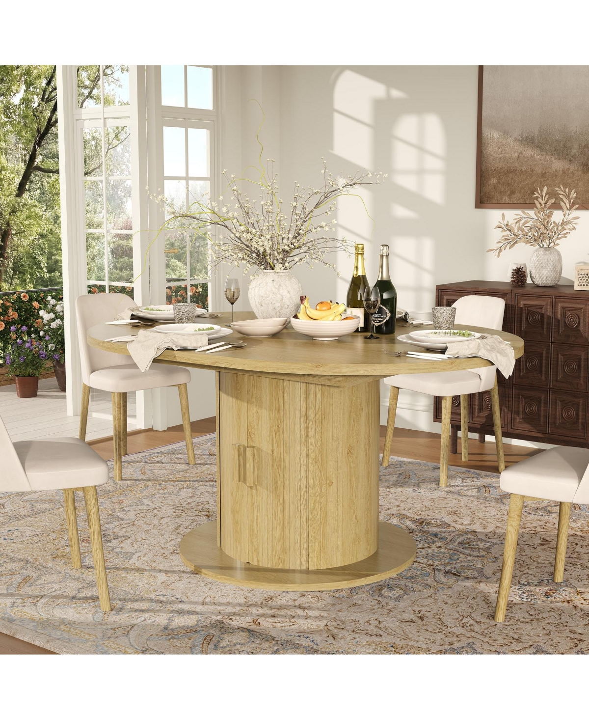 Click here for 59 Oval Extendable Dining Table with Storage  Engi... prices
