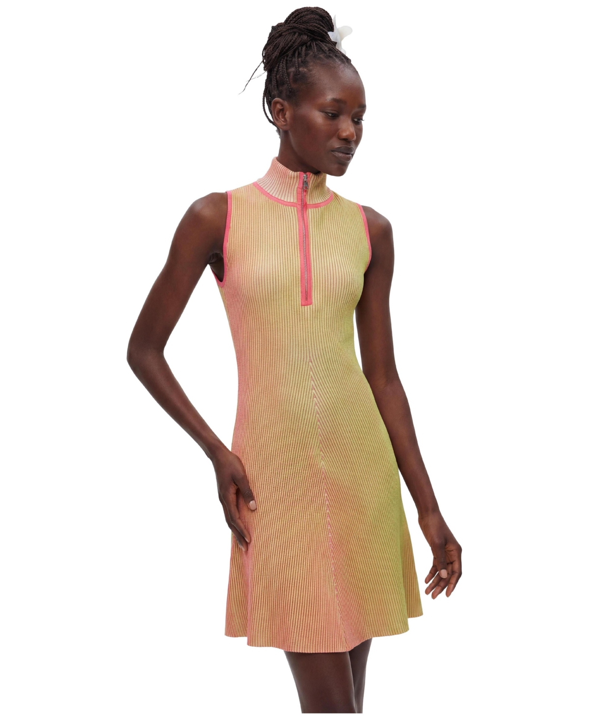 Click here for Desigual Womens Iridescent knit zip dress - Yellow prices