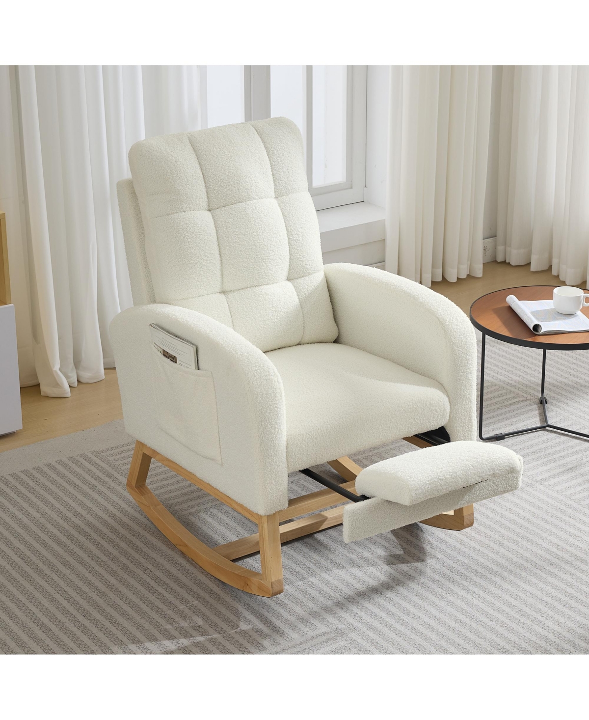 Click here for Beige Upholstered Rocking Glider Armchair with Foo... prices