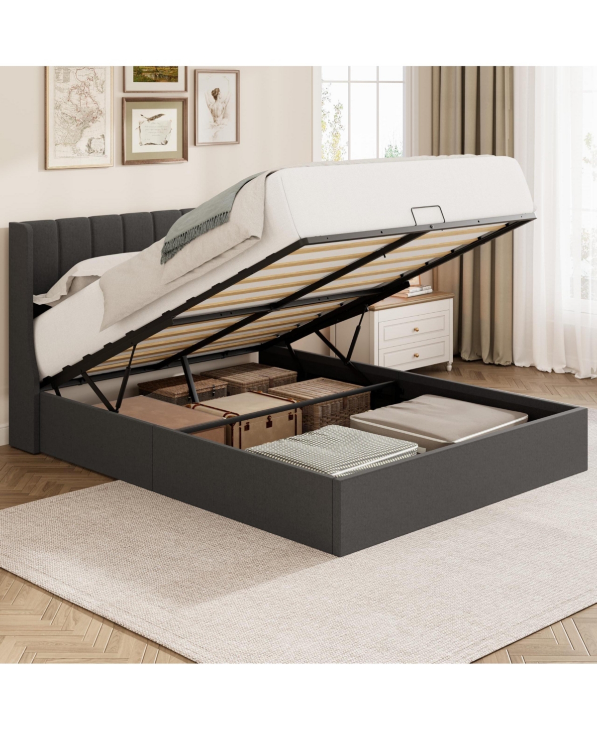 Click here for Bed Frame with Storage Hydraulic Lift Up Bed with... prices