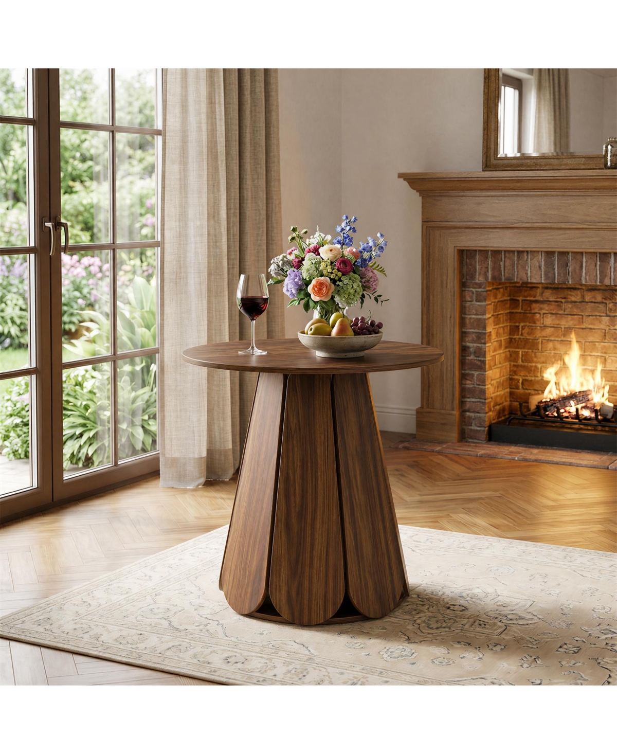Click here for 31.5 Brown Round Farmhouse Dining Table with Pedes... prices