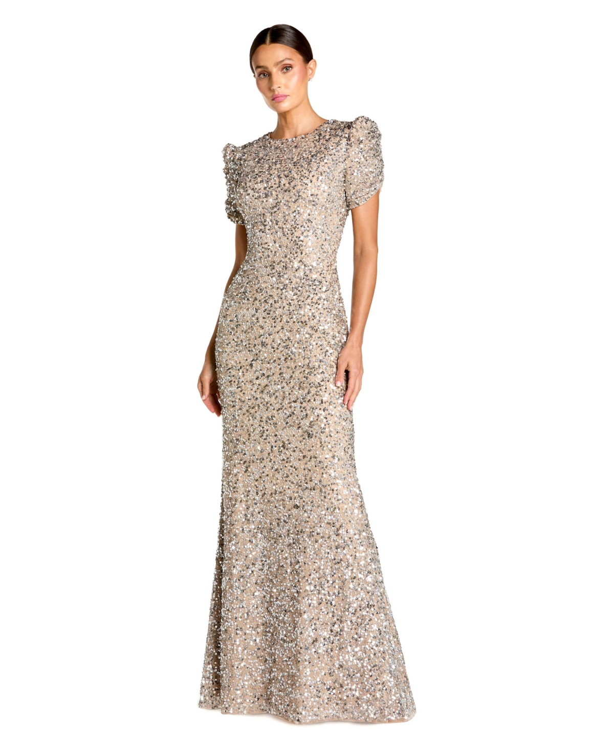 Click here for Mac Duggal Womens Embellished Mesh High-Neck Short... prices