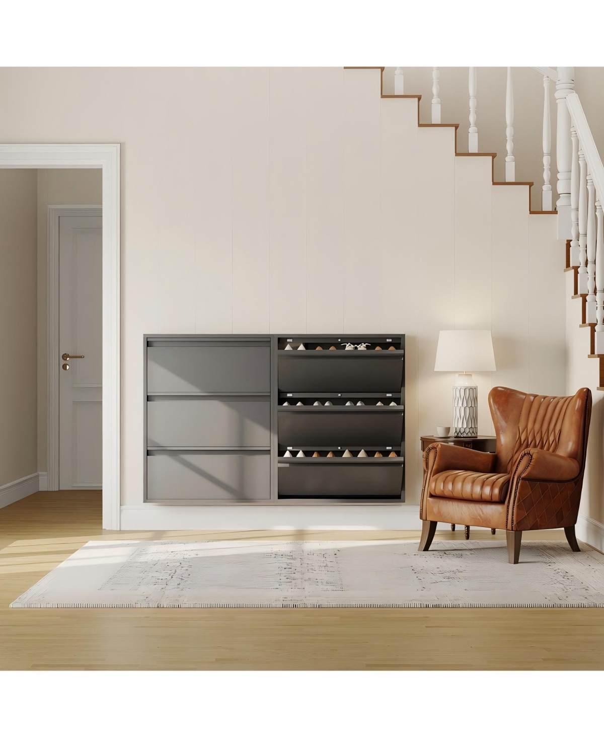Click here for 31.5 x 6 x 41 in 3-Tier Flip Door Shoe Cabinet  Sl... prices