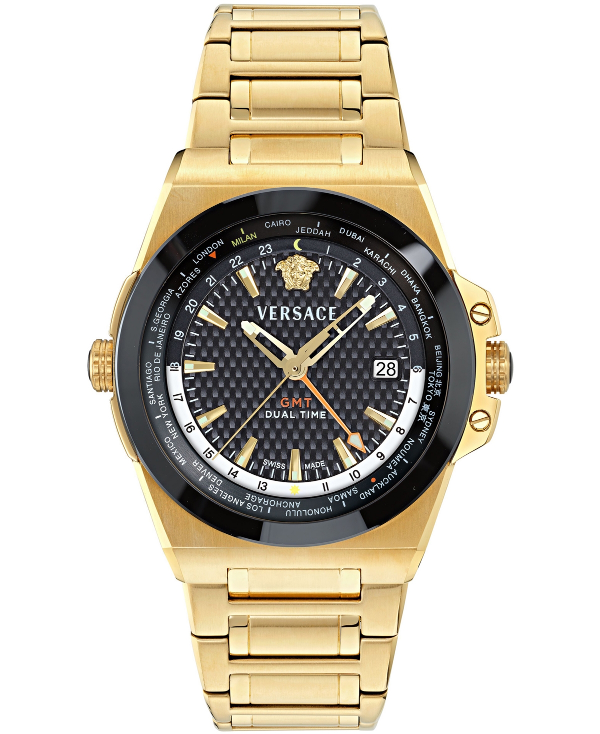 Click here for Versace Mens Greca Reaction Gmt Silver Stainless S... prices