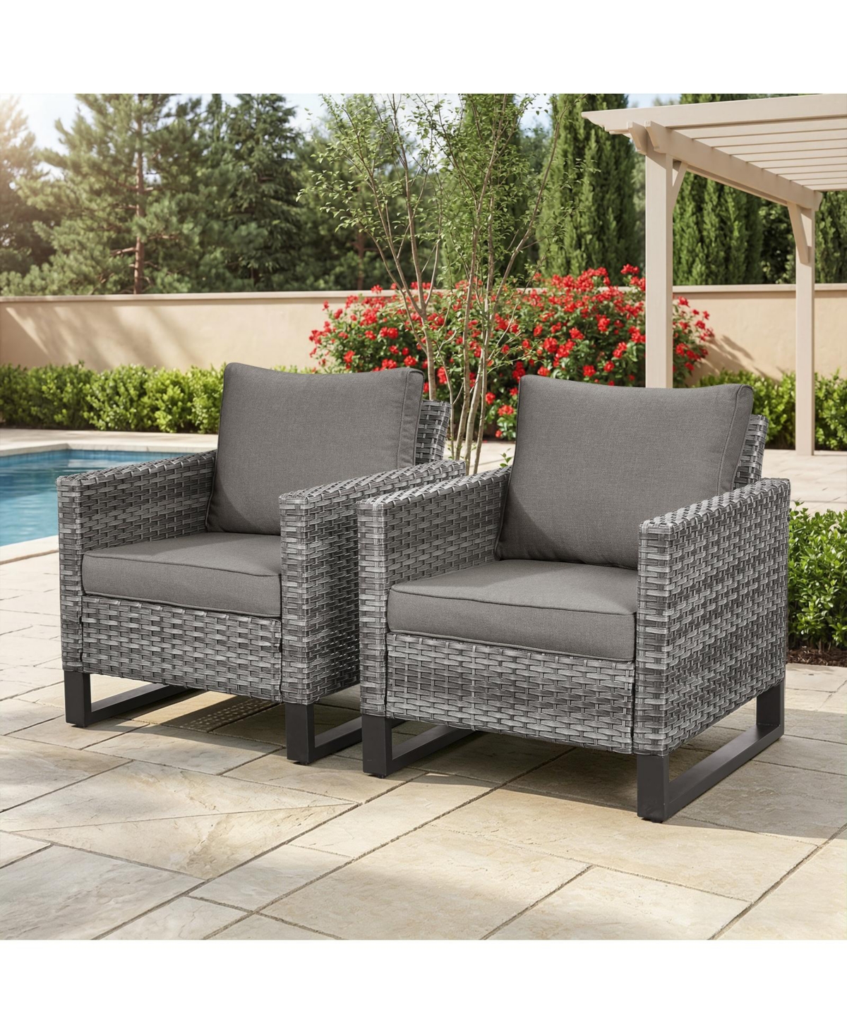 Click here for Pocassy Outdoor Chairs Set of 2  Patio Wicker Dini... prices