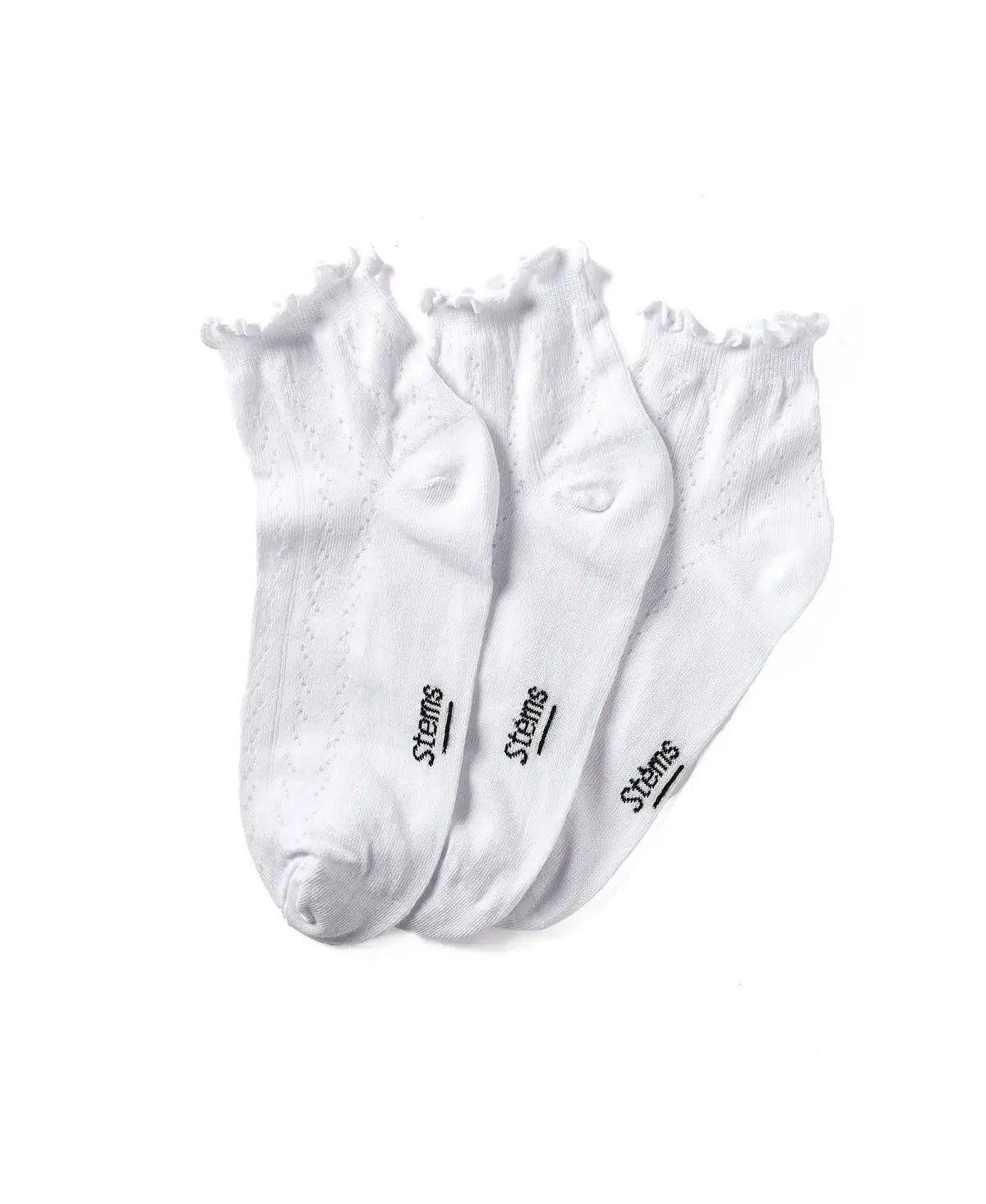 Click here for Stems Womens 3-Pack Pointelle Mid Crew Socks - Whi... prices