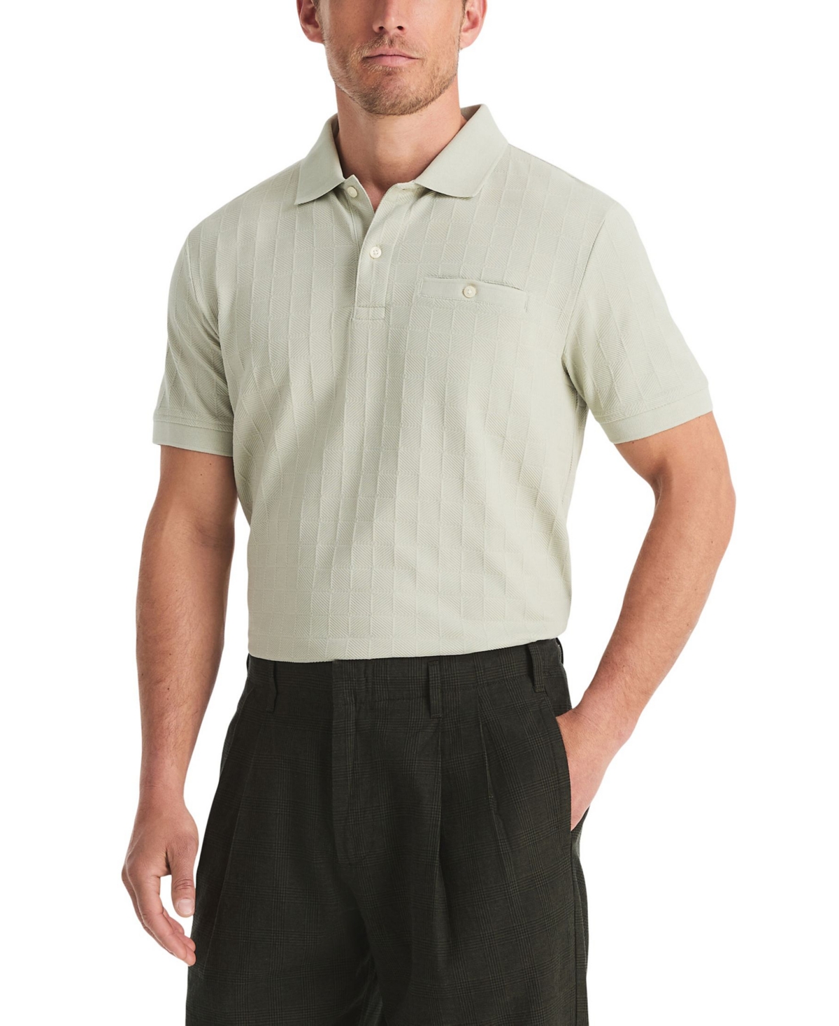 Click here for Nautica Mens Jacquard Jersey Polo Shirt - Mineral... prices