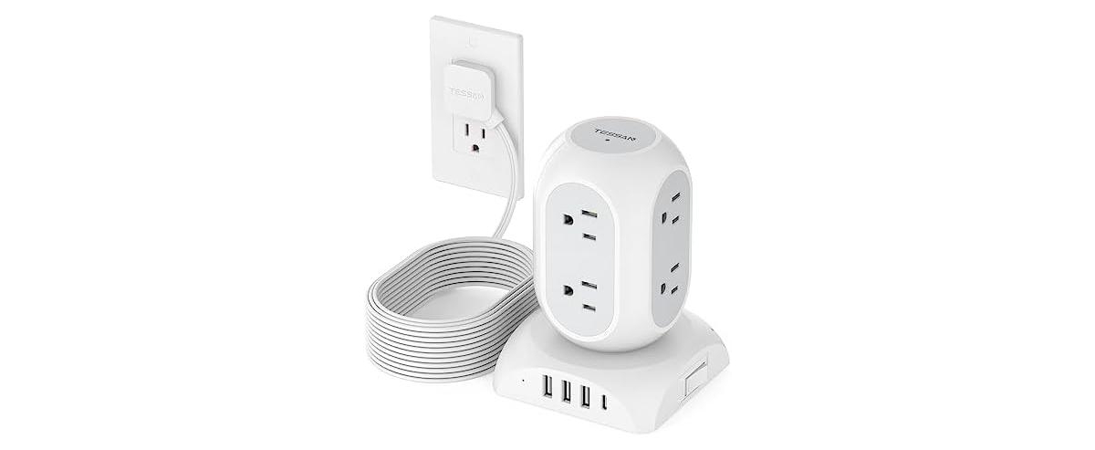 Click here for Tessan Flat Plug Power Strip with Usb-c Charging... prices