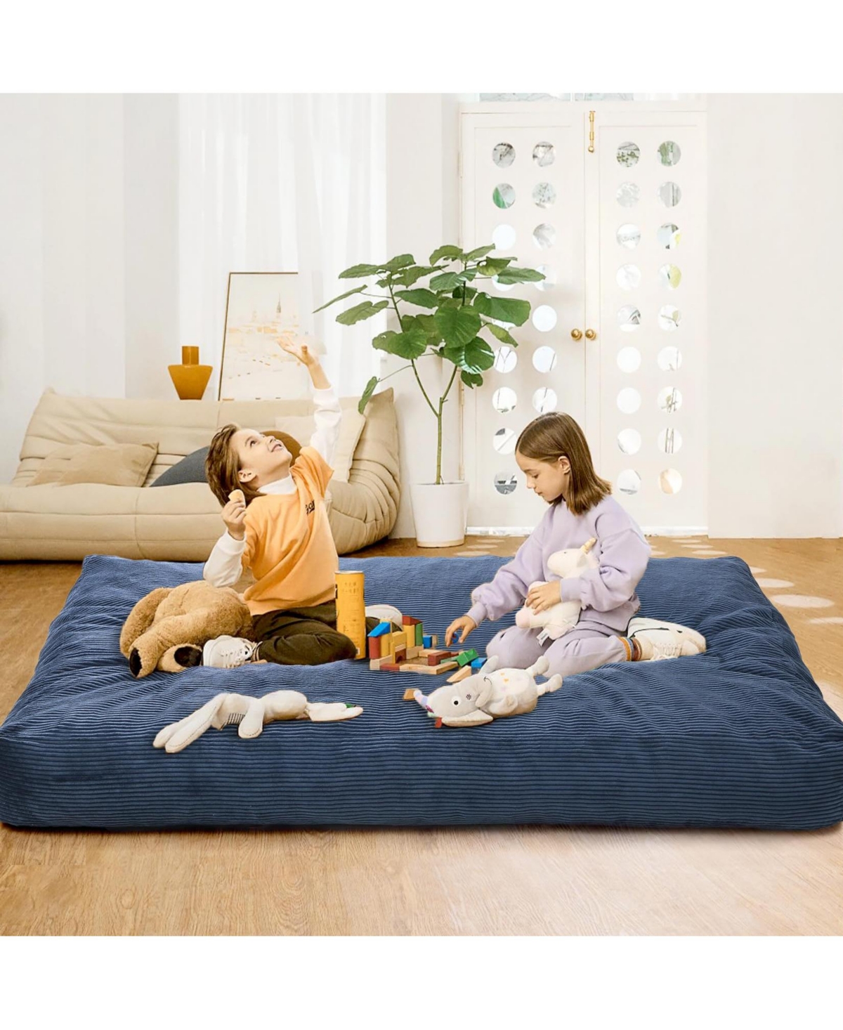 Click here for Queen 80 x 60 in Corduroy Bean Bag Sofa Bed with M... prices