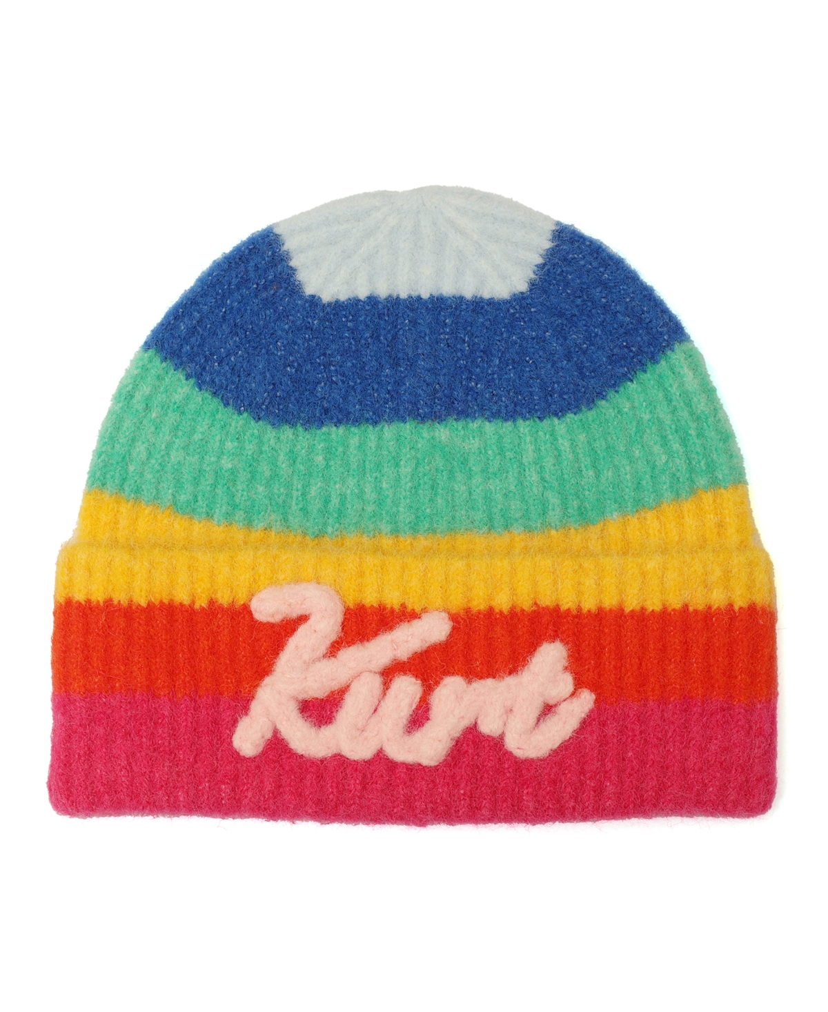 Click here for Kurt Geiger Colorblock Rainbow Cuff Knit Hat - Rai... prices