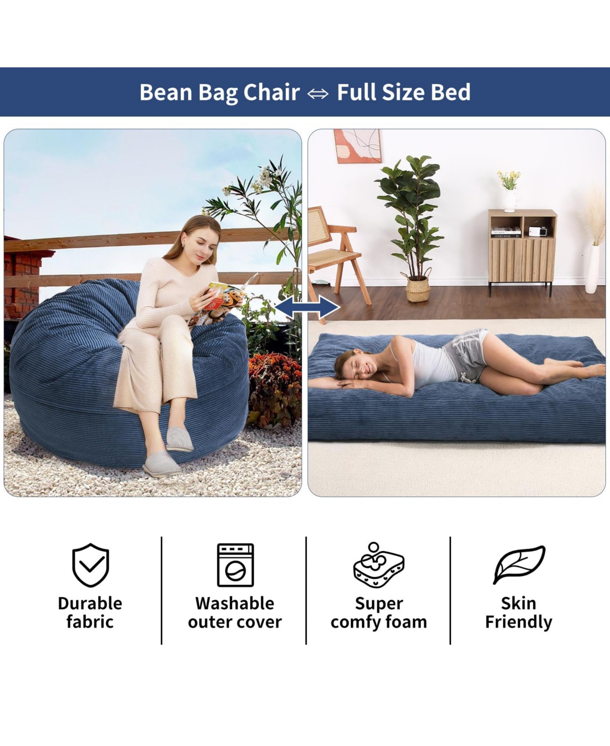 Click here for gaomon 2-in-1 Convertible Corduroy Bean Bag Chair... prices