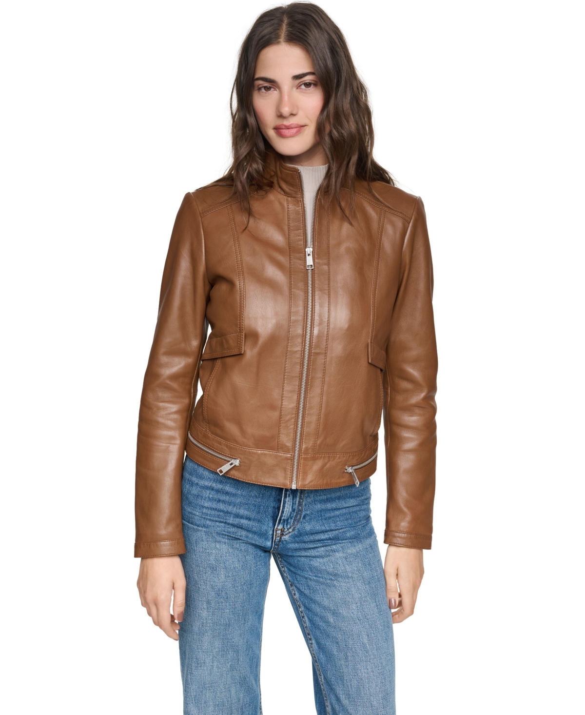 Click here for Andrew Marc Womens Rowan Short Leather Racer Jacke... prices