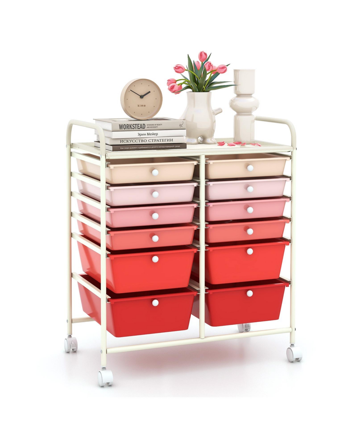 Click here for Mecale 12-Drawer Rolling Craft Storage Cart - Pink prices