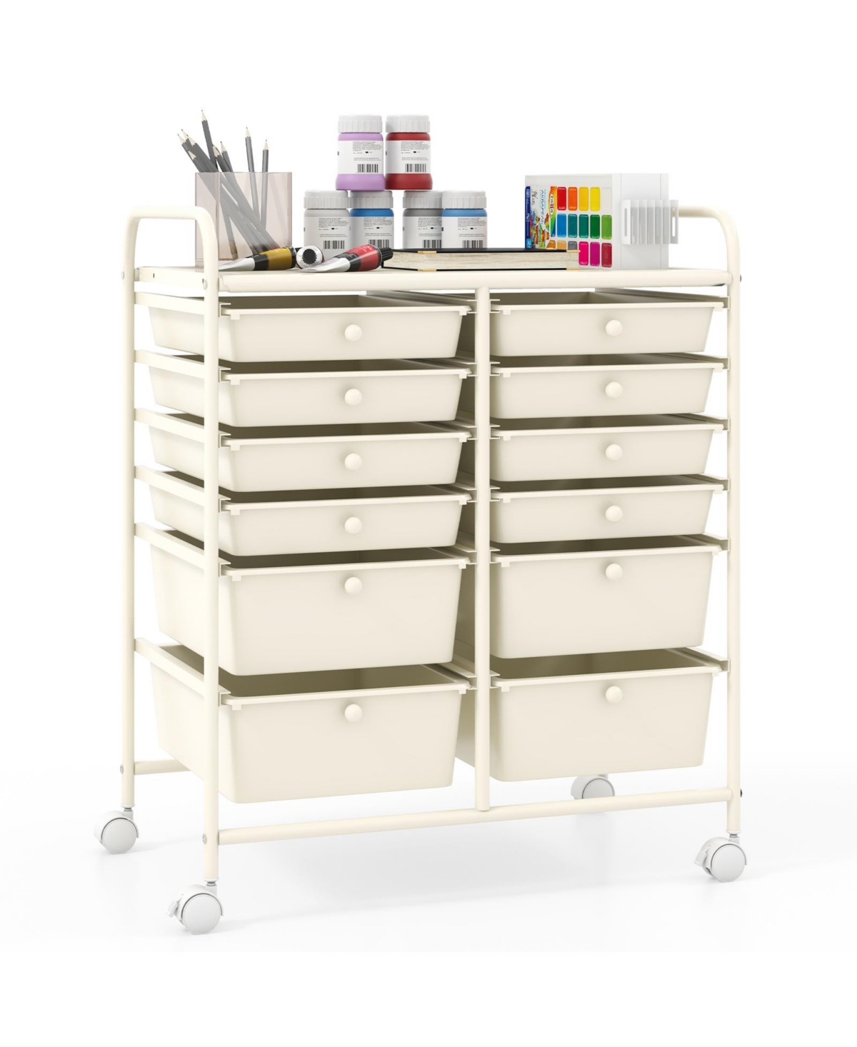 Click here for Mecale 12-Drawer Rolling Craft Storage Cart - Beig... prices