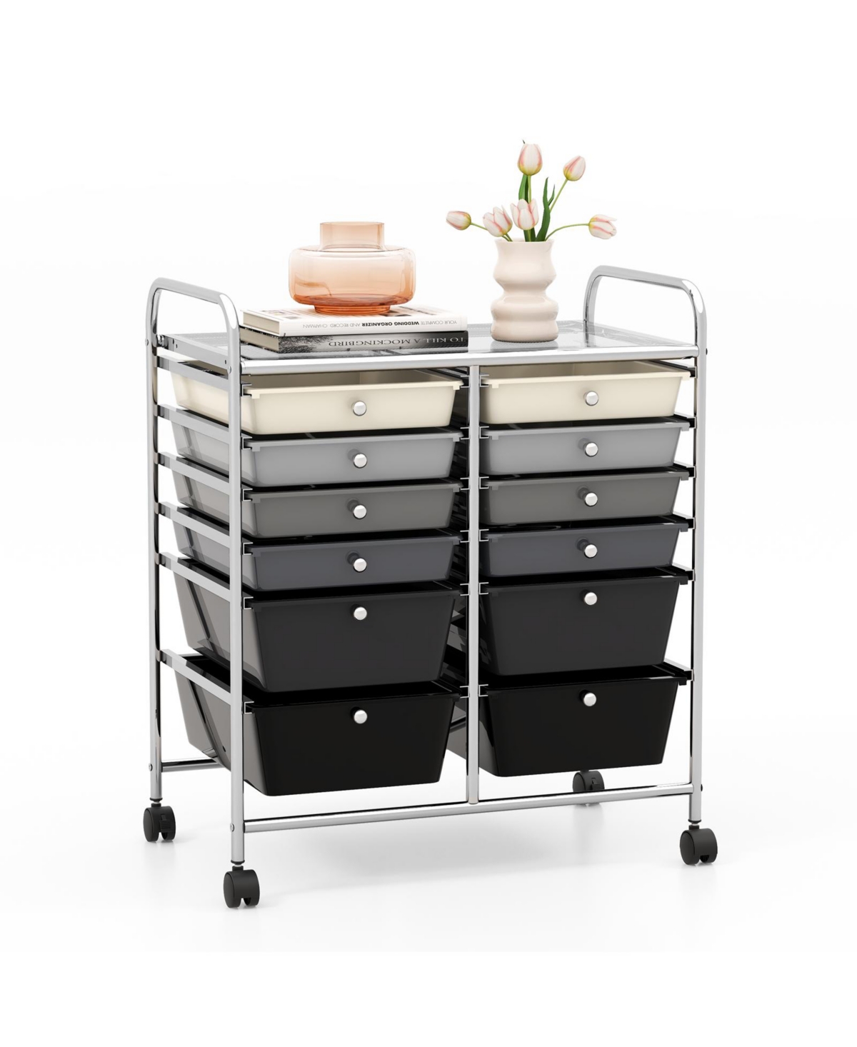 Click here for Mecale 12-Drawer Rolling Craft Storage Cart - Gray prices
