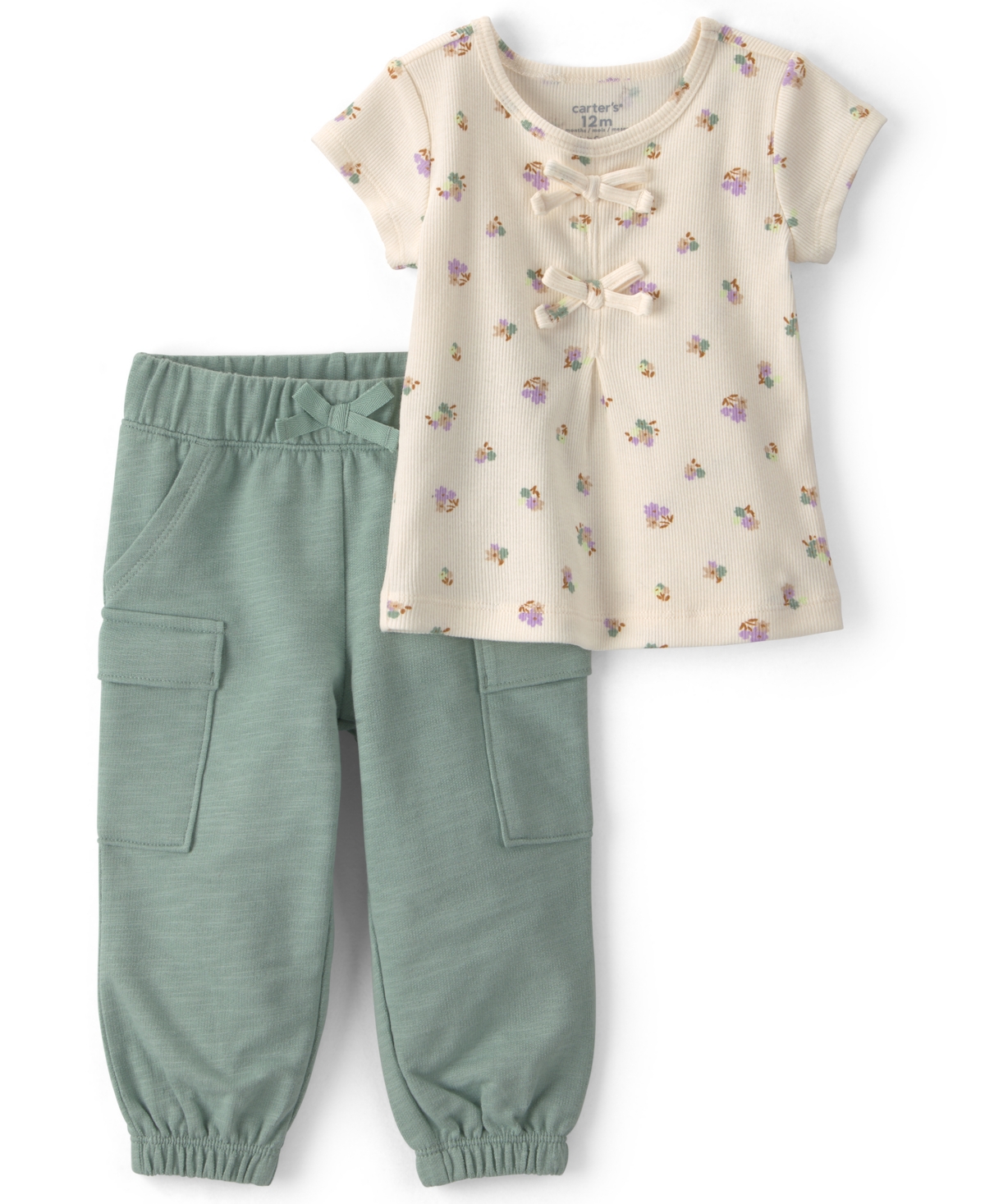 Click here for Carters Baby Girls Floral Print Top and Pants  2-P... prices