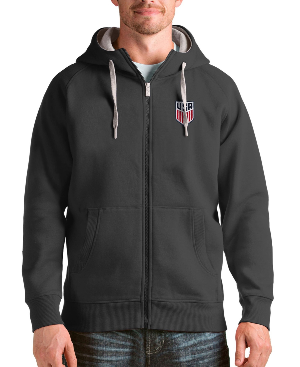 Click here for Antigua Mens Charcoal Usmnt Victory Full-Zip Hoodi... prices