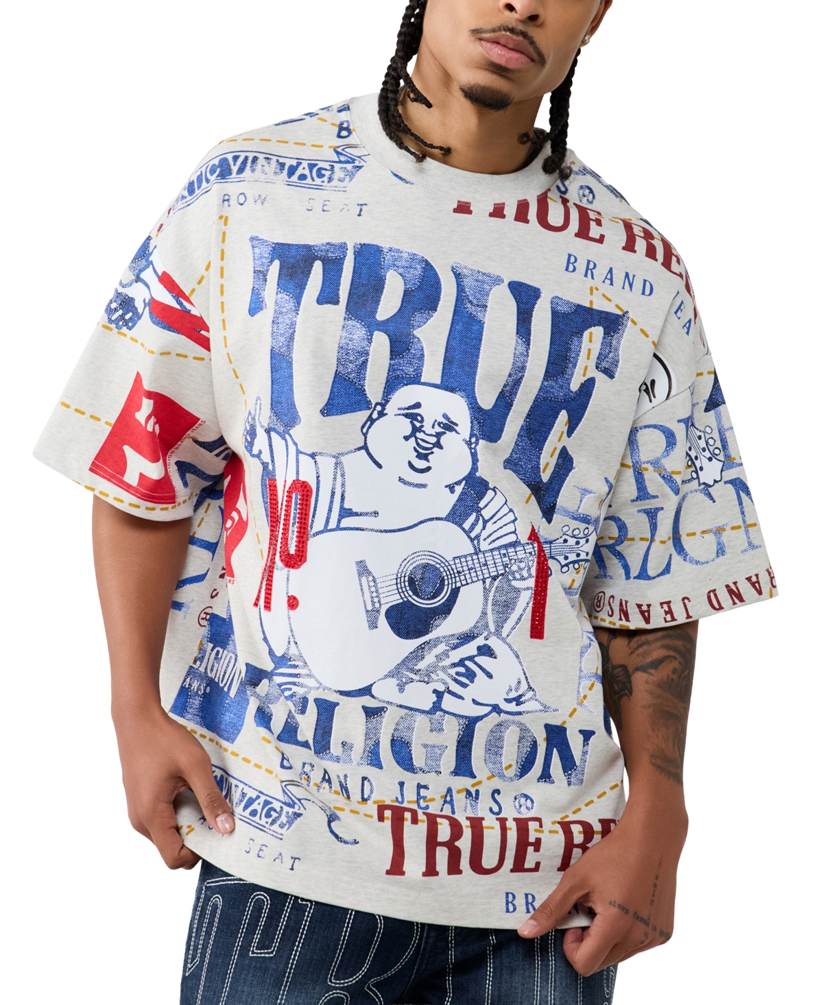Click here for True Religion Mens Logo Print Oversized T-Shirt -... prices