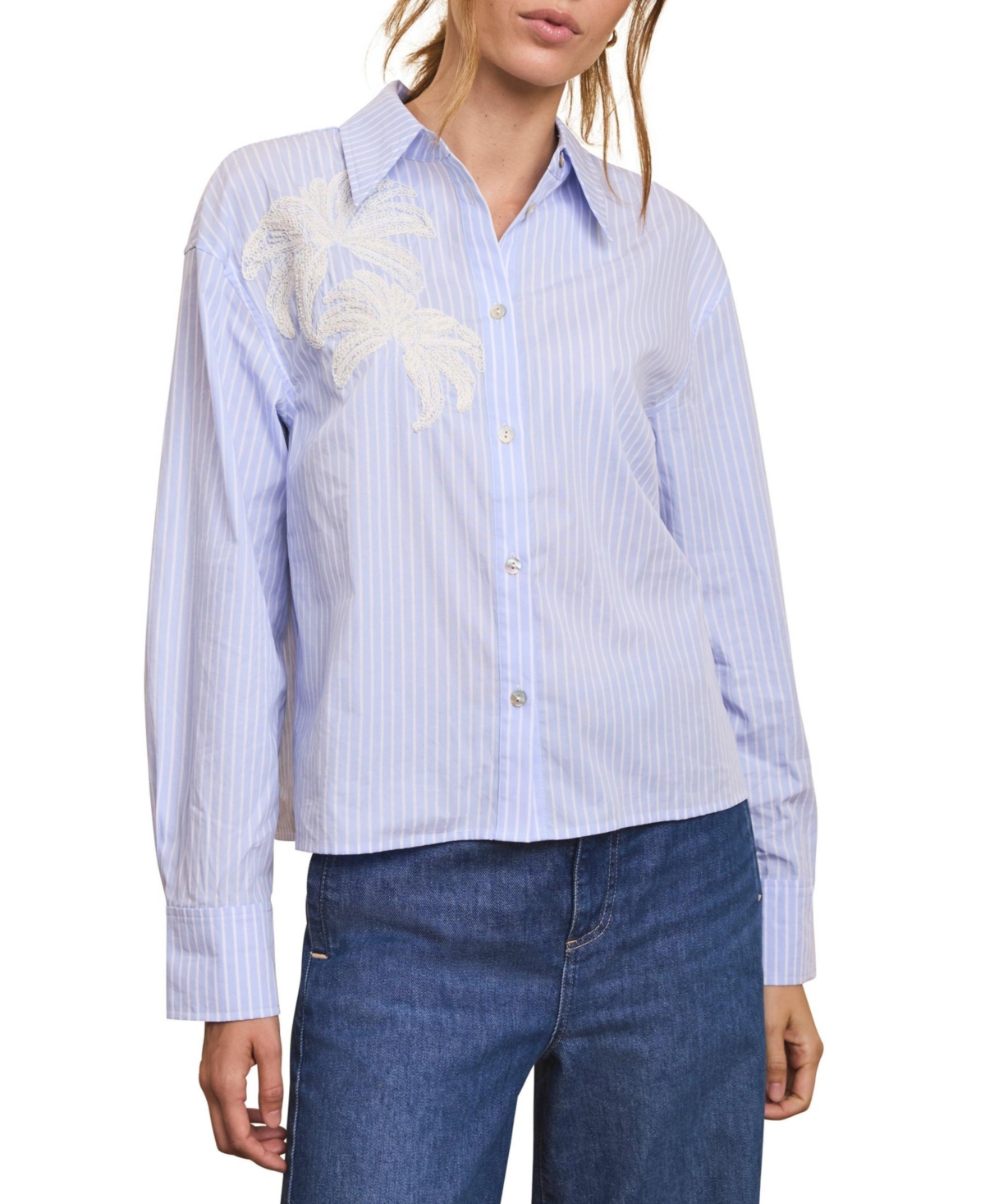 Click here for Mint Velvet Womens Long-Sleeve Stripe Embroidered... prices