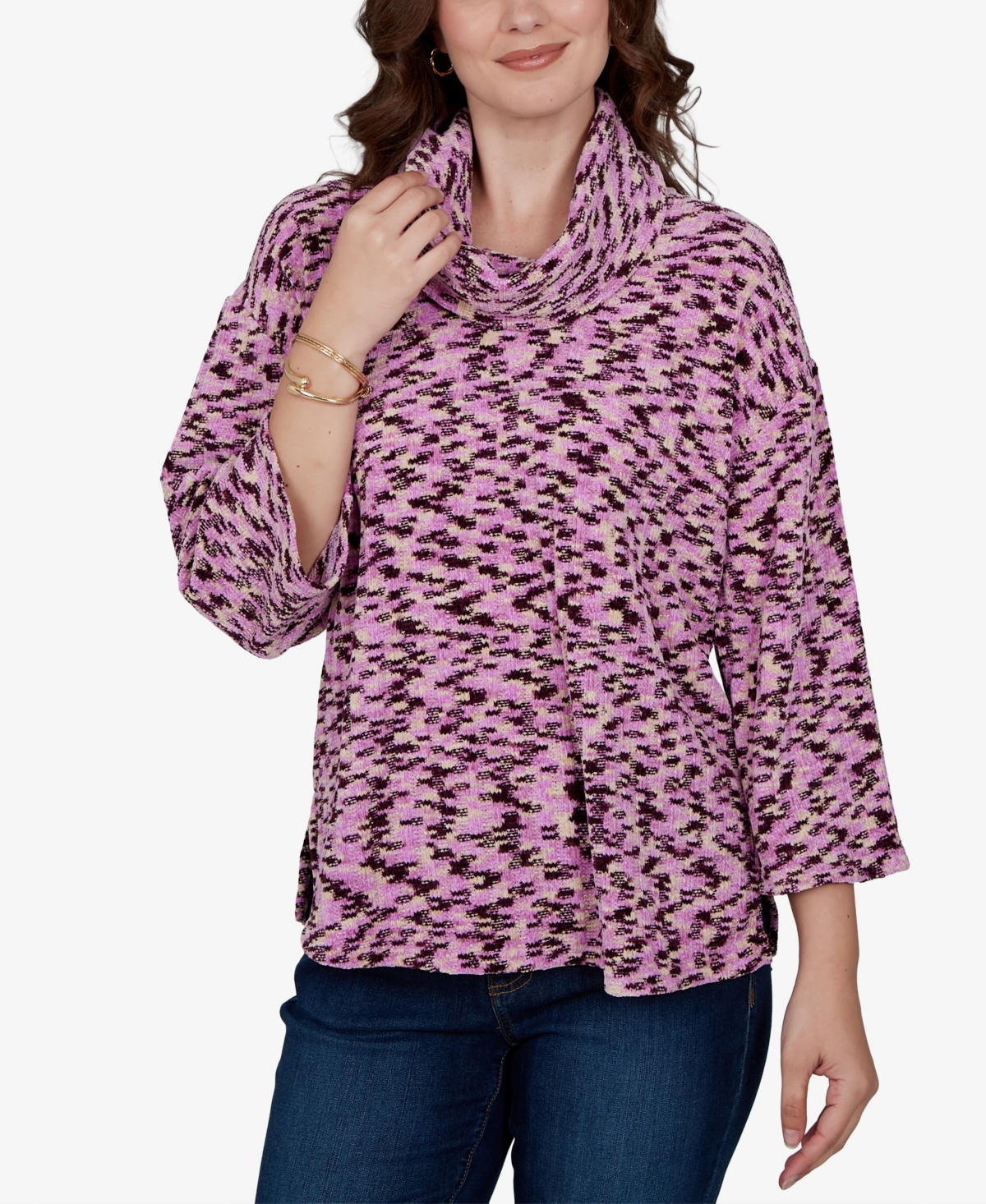 Click here for Ruby Rd. Petite Spacedye Cowl Neck 3/4-Sleeve Top... prices