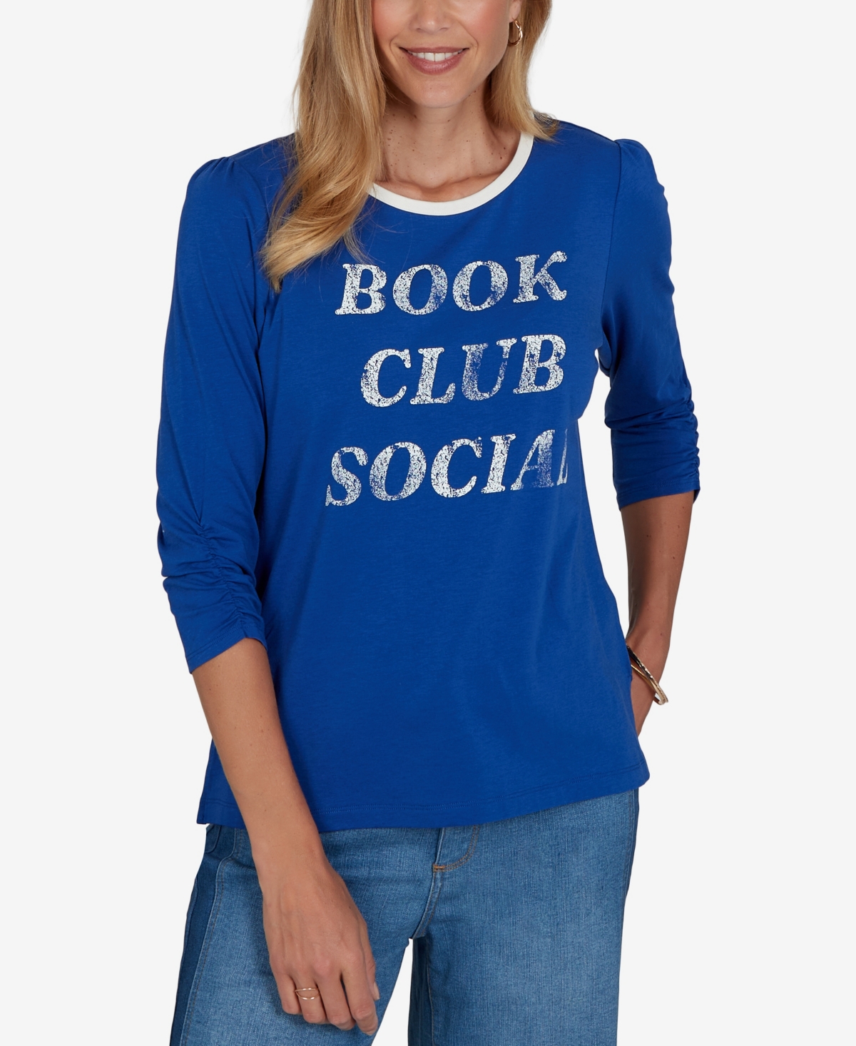 Click here for Ruby Rd. Petite Book Club 3/4-Sleeve Graphic-Print... prices