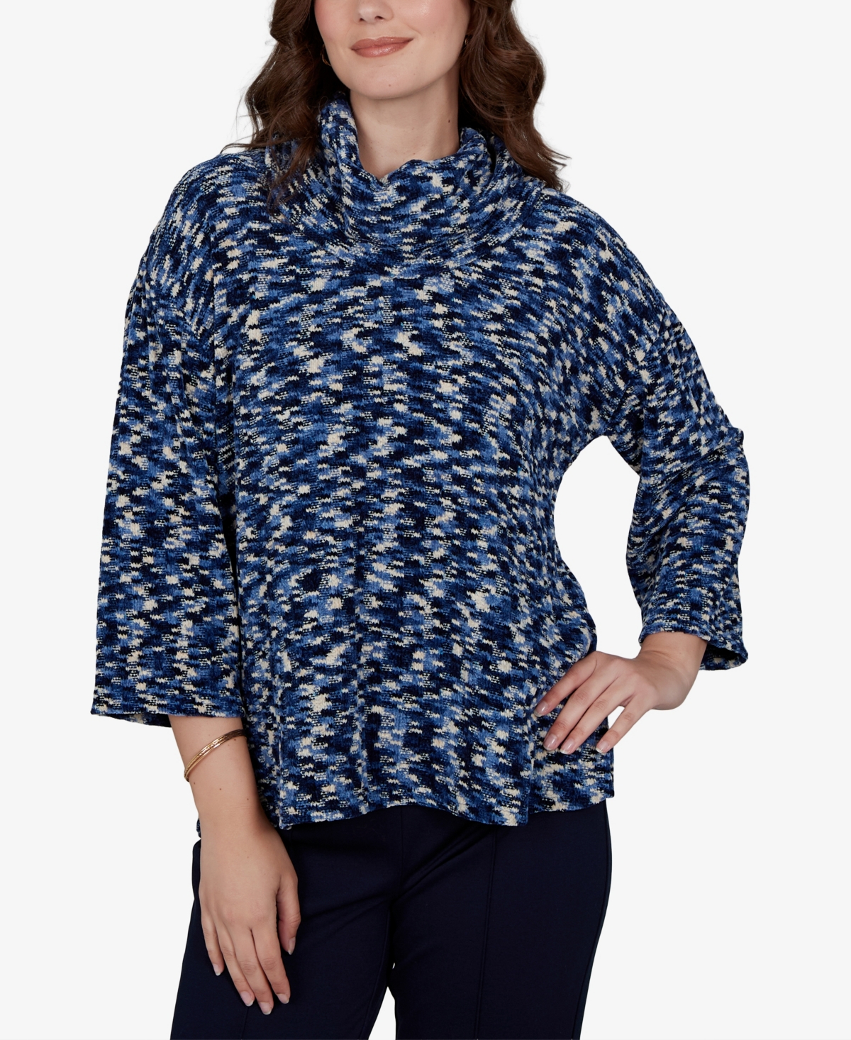 Click here for Ruby Rd. Petite Spacedye Cowl Neck 3/4-Sleeve Top... prices