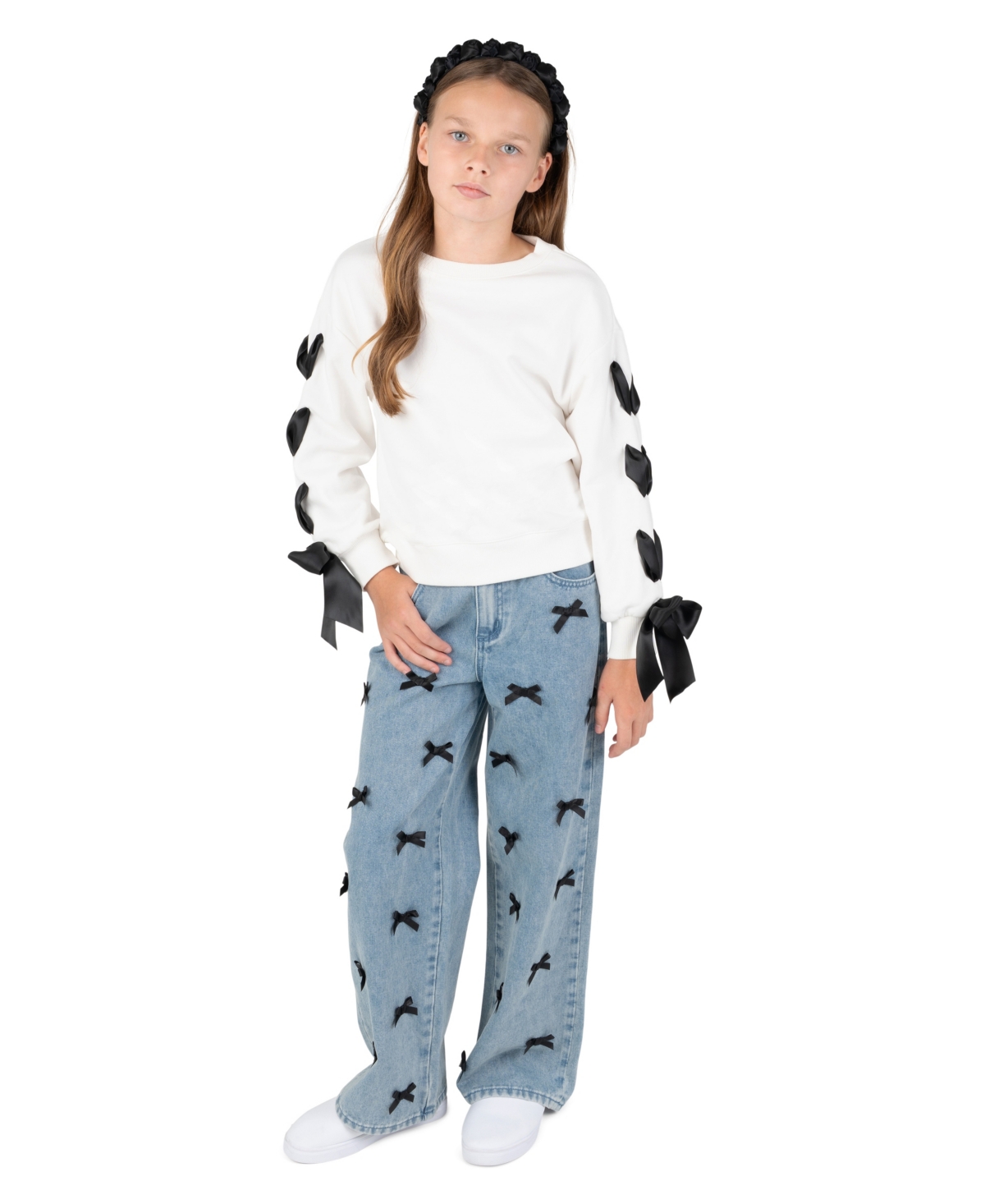 Click here for Tween Diva Girls 7-12 Bow-Trim Sweatshirt and Bow-... prices