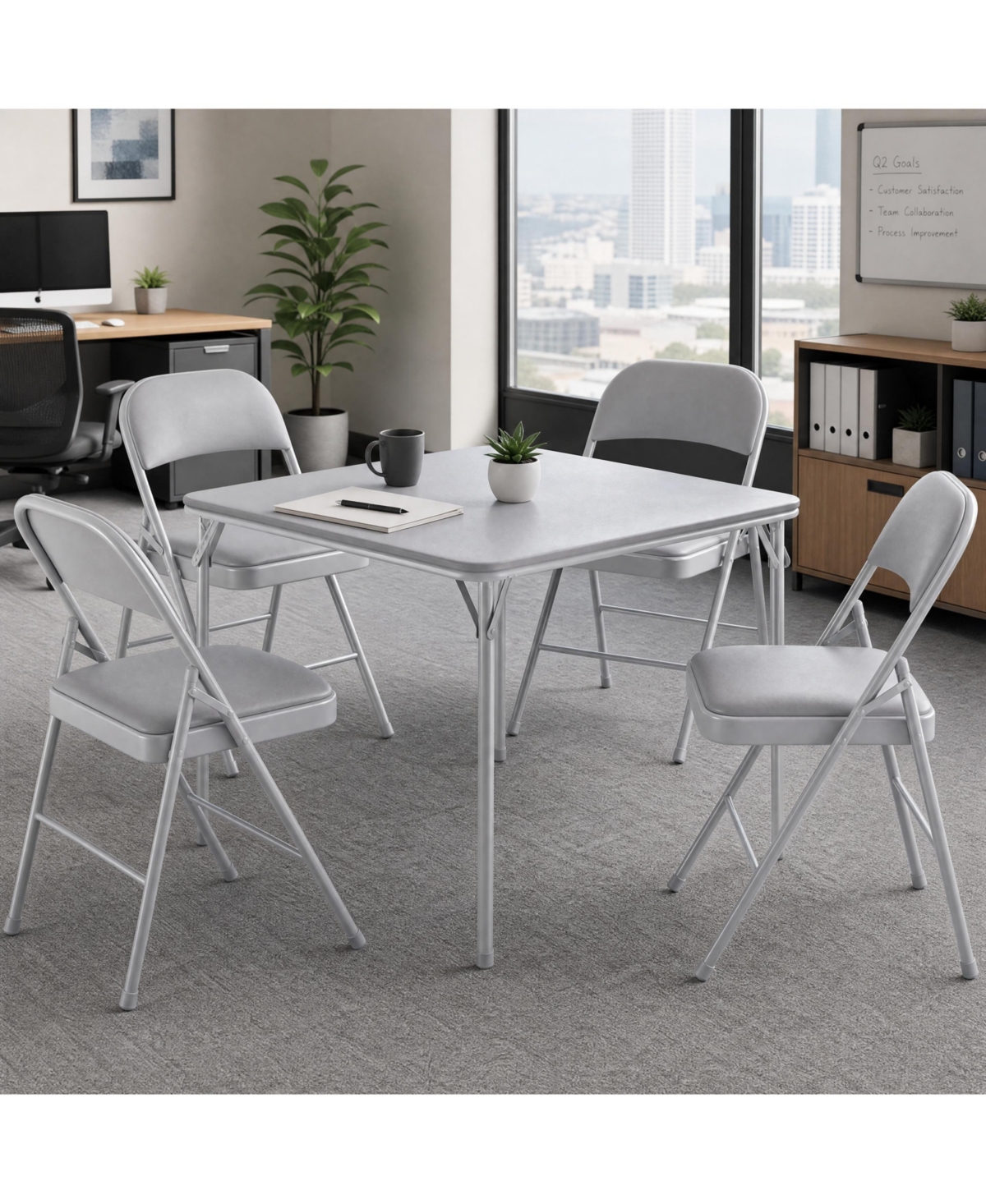Click here for Folding Table Set 5 Piece Space Saving with Pu Col... prices