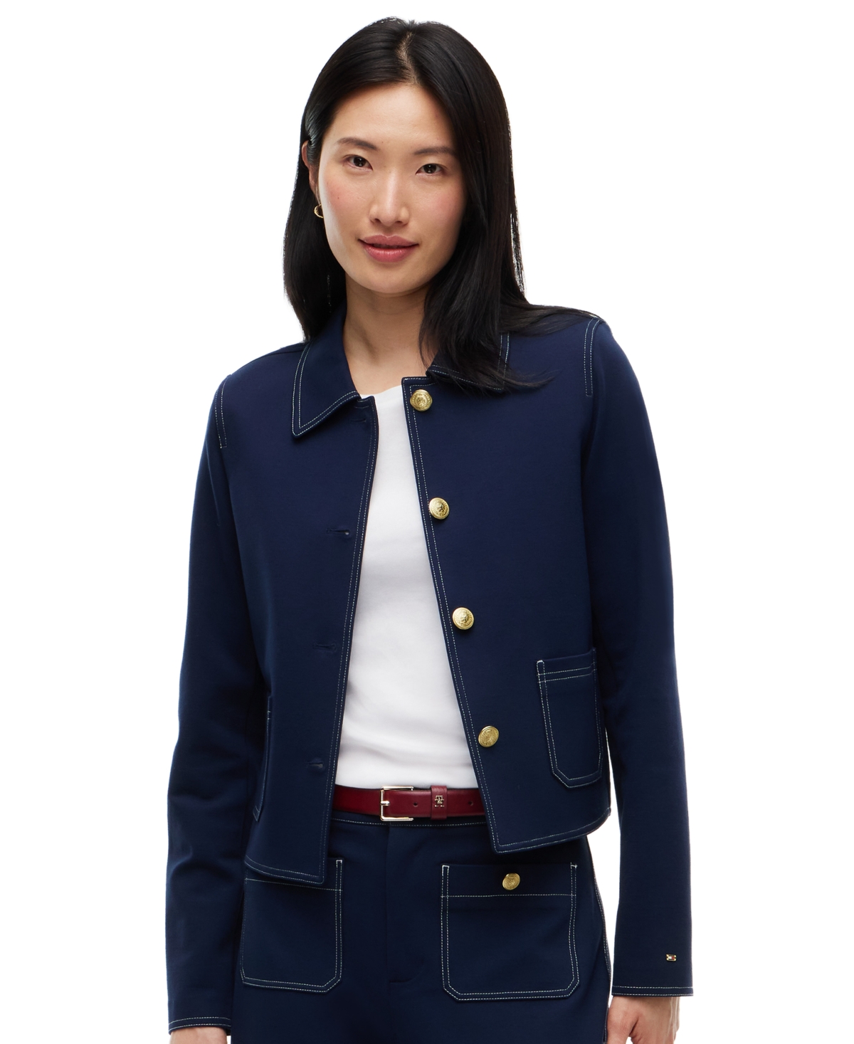 Click here for Tommy Hilfiger Womens Ponte-Knit Top Stitch Detail... prices