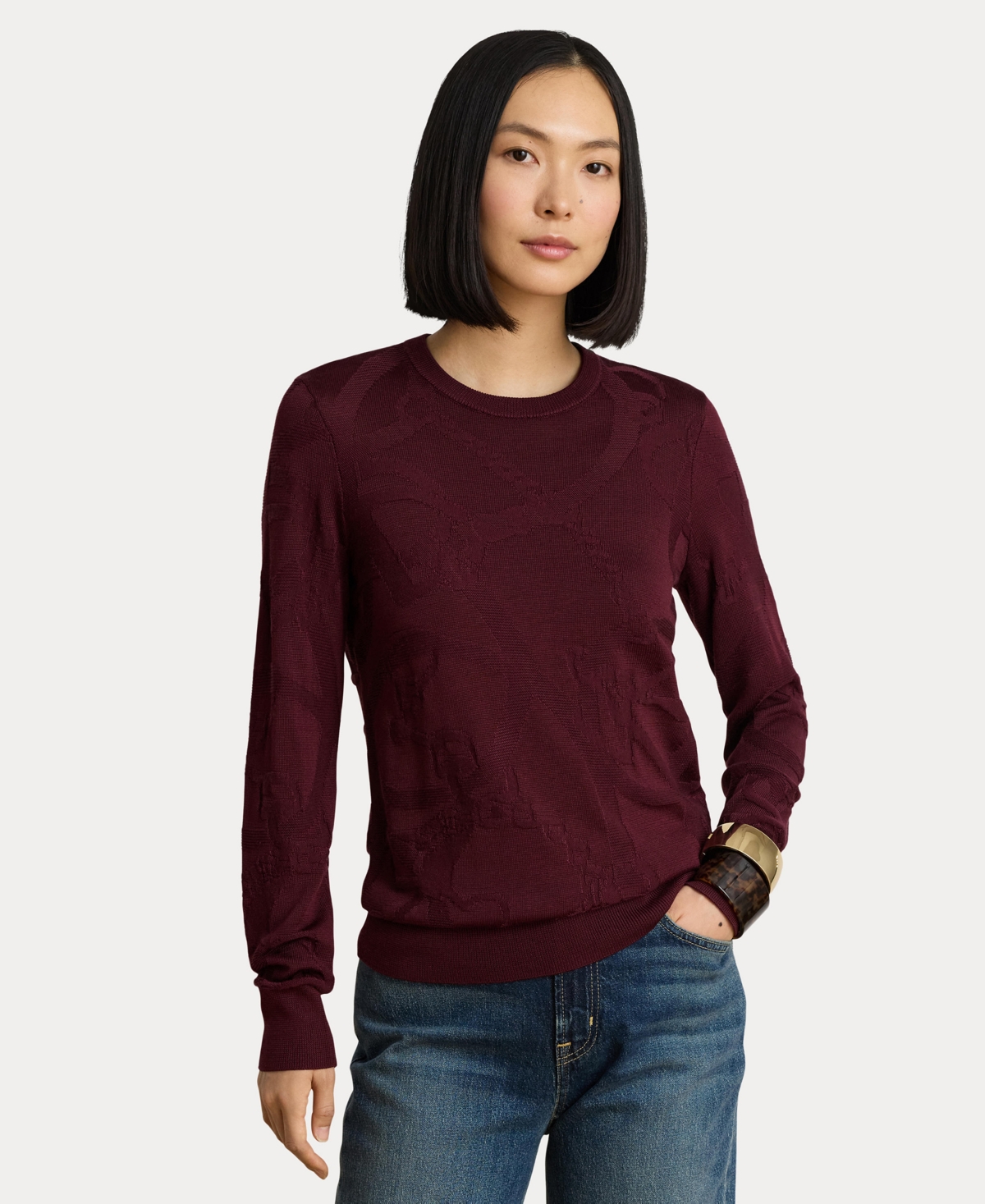 Click here for Lauren Ralph Lauren Womens Belting-Motif Slim-Fit... prices
