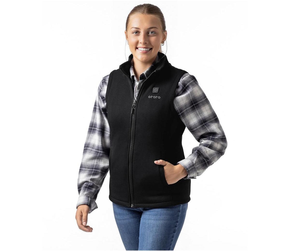 Click here for ororo Womens 4-Zone Heated Fleece Vest - Black prices