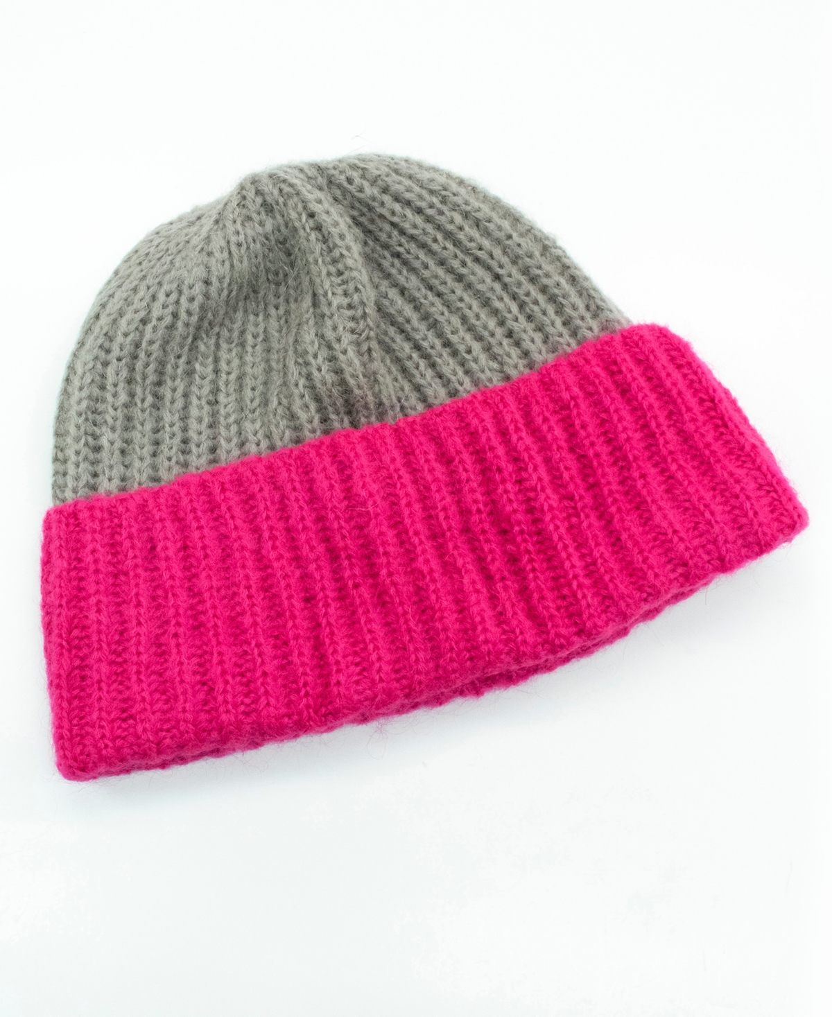 Click here for Portolano Colorblock Beanie Hat - Gray/Fuxia prices