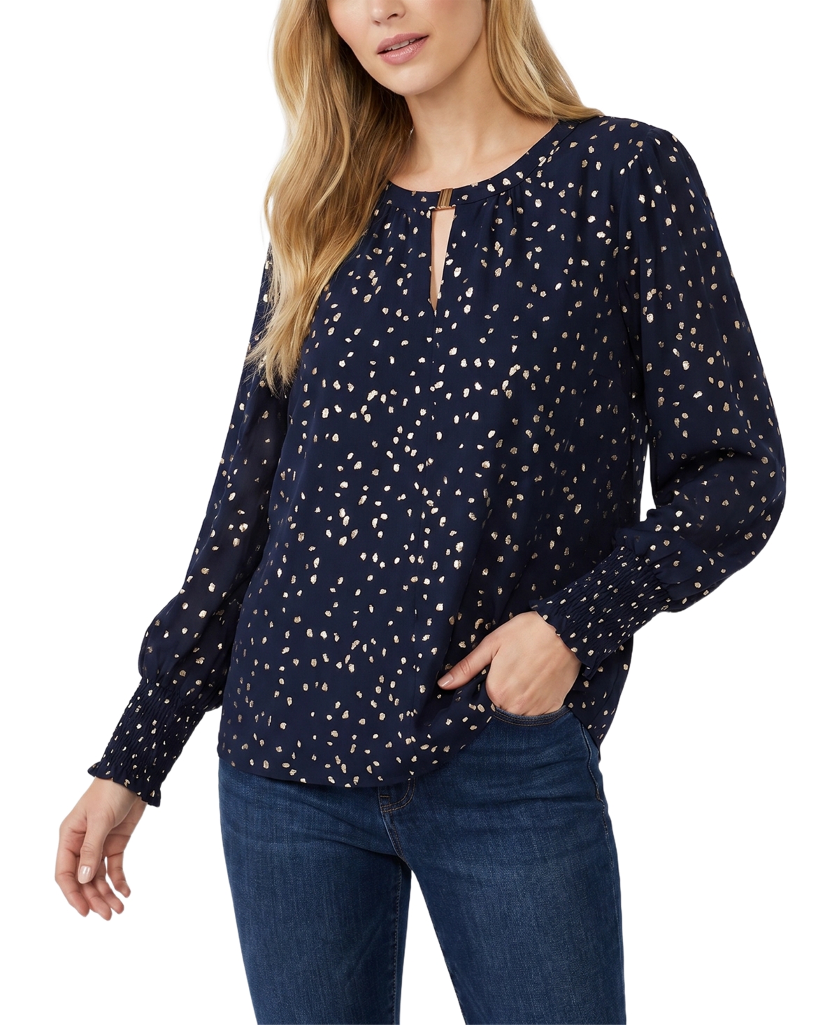 Click here for Ny Collection Petite Long-Sleeve Metallic Split-Ne... prices