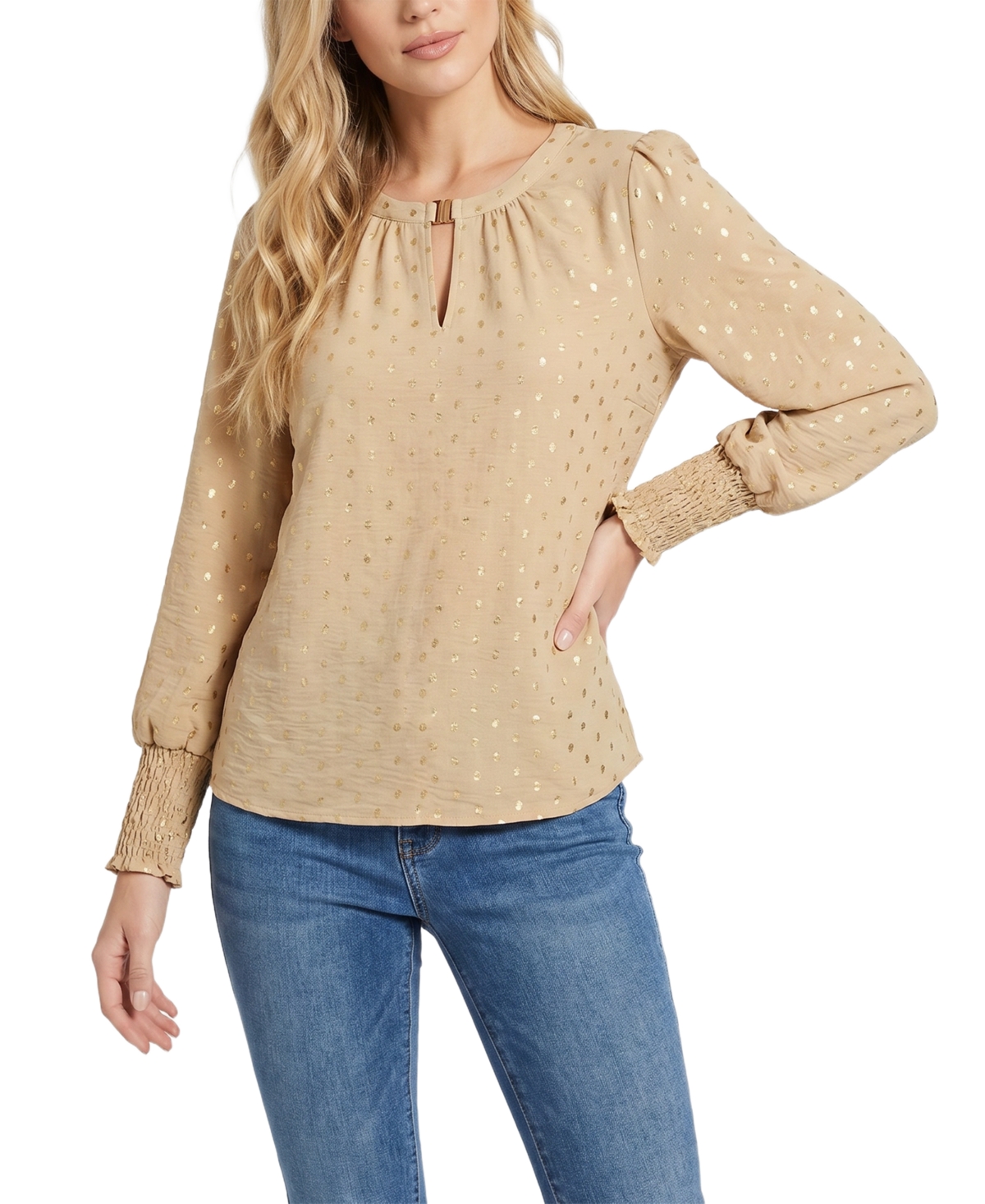 Click here for Ny Collection Petite Long-Sleeve Metallic Split-Ne... prices