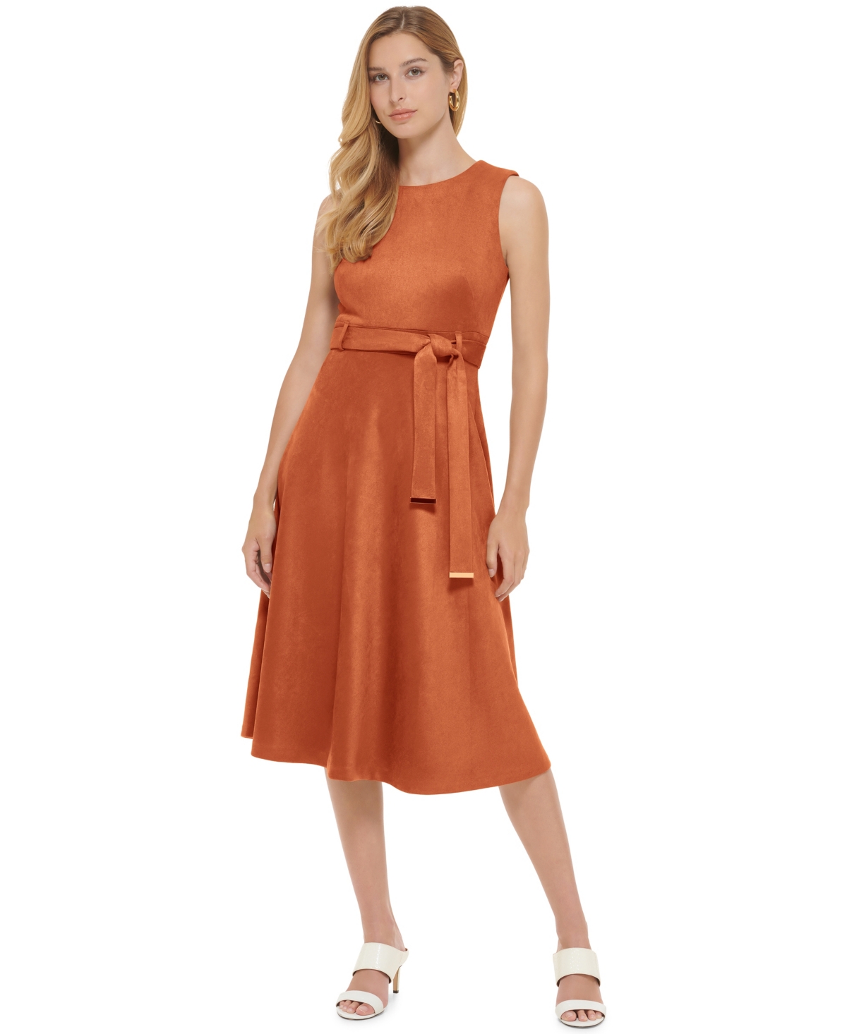 Click here for Calvin Klein Womens Crewneck Sleeveless A-Line Sue... prices