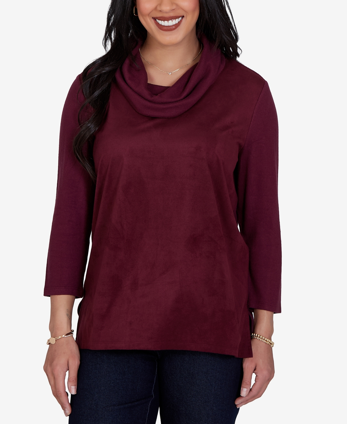 Click here for Ruby Rd. Plus Size 3/4-Sleeve Cowl Neck Top - Fig prices
