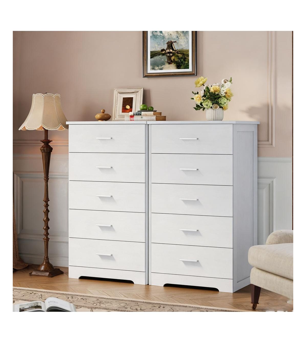 Click here for gaomon 5-Drawer Dresser Chest Set of 2 Mid-Century... prices