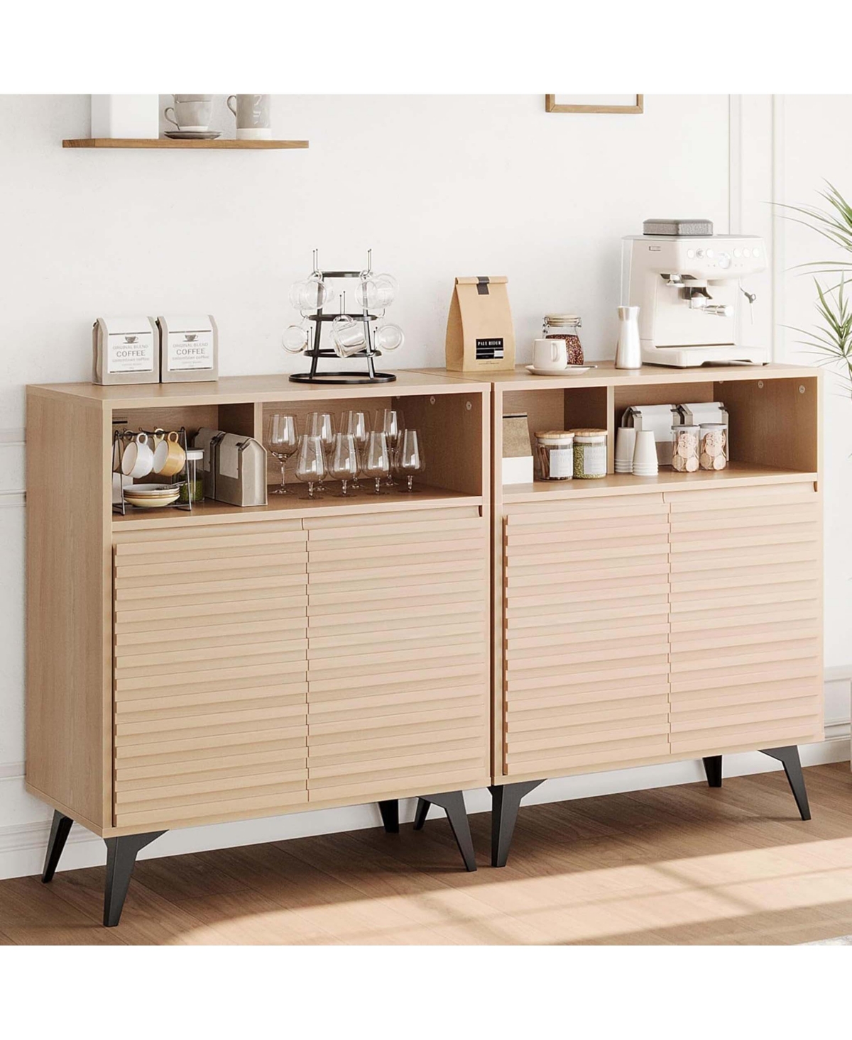 Click here for Farmhouse Sideboard Buffet Cabinet Set of 2 with S... prices