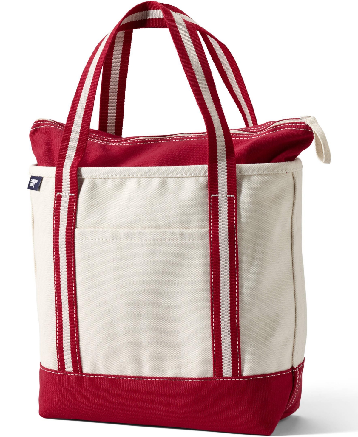Click here for Lands End Medium 5 Pocket Zip Top Canvas Tote Bag... prices
