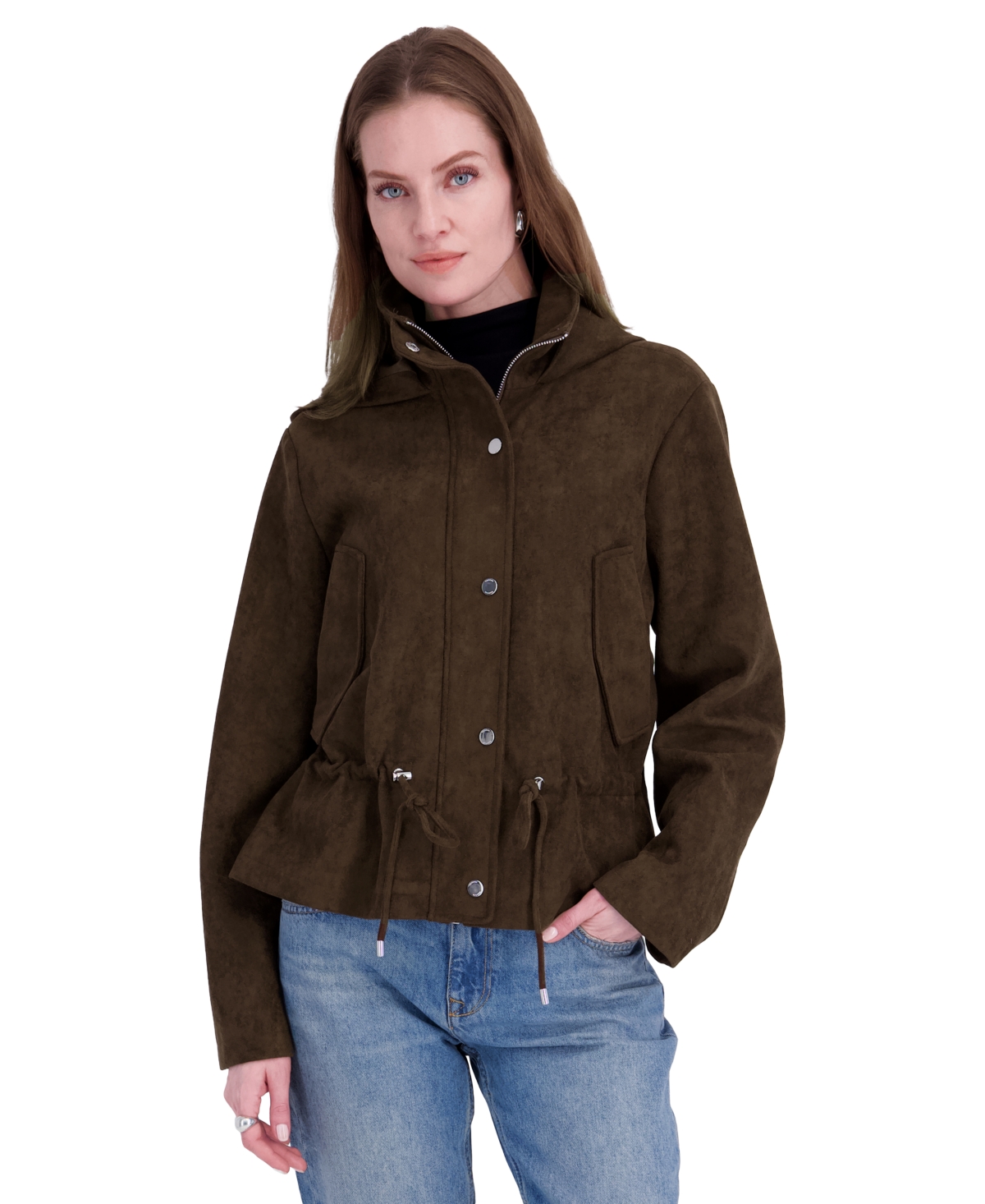 Click here for Tahari Womens Faux Suede Hooded Anorak Coat - Choc... prices