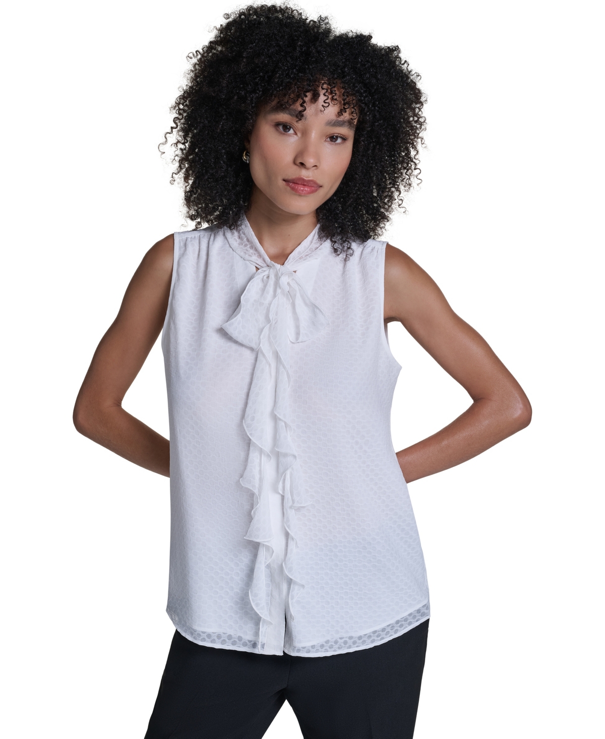 Click here for Karl Lagerfeld Paris Womens Sleeveless V-Neck Dott... prices