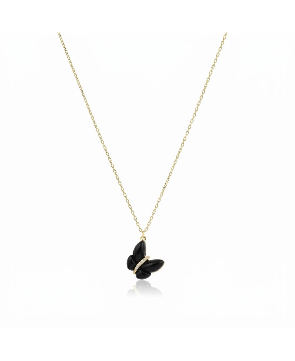 Click here for The Lovery Asymmetrical Onyx Butterfly Necklace 14... prices