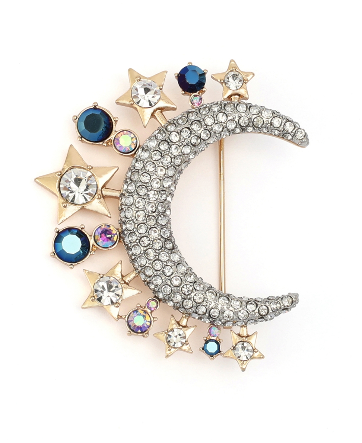 Click here for Betsey Johnson Faux-Stone Pave Moon Brooch - Cryst... prices